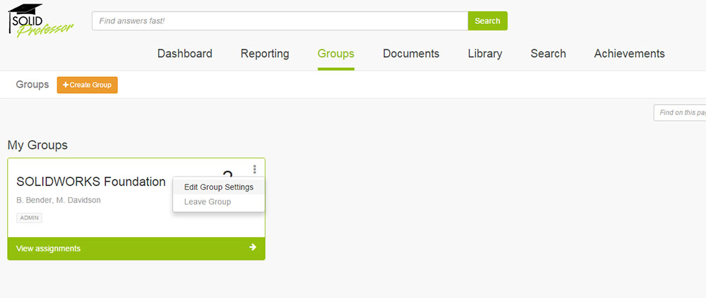 SolidProfessor | New Features to Organize Your Team