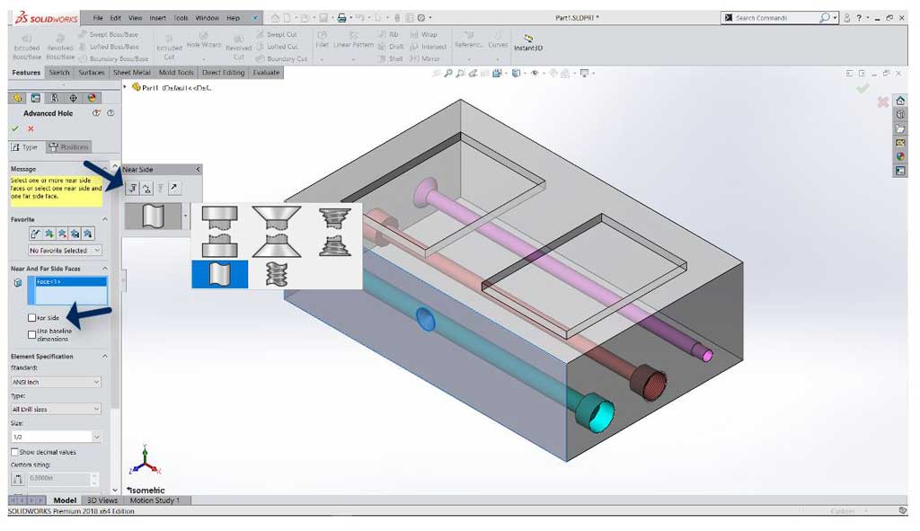 How to Use the Advanced Hole Tool in SOLIDWORKS